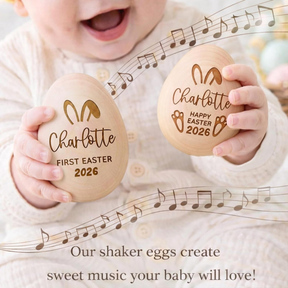 Personalized Wooden Easter Egg - Musical Egg Shaker 2025, First easter ...