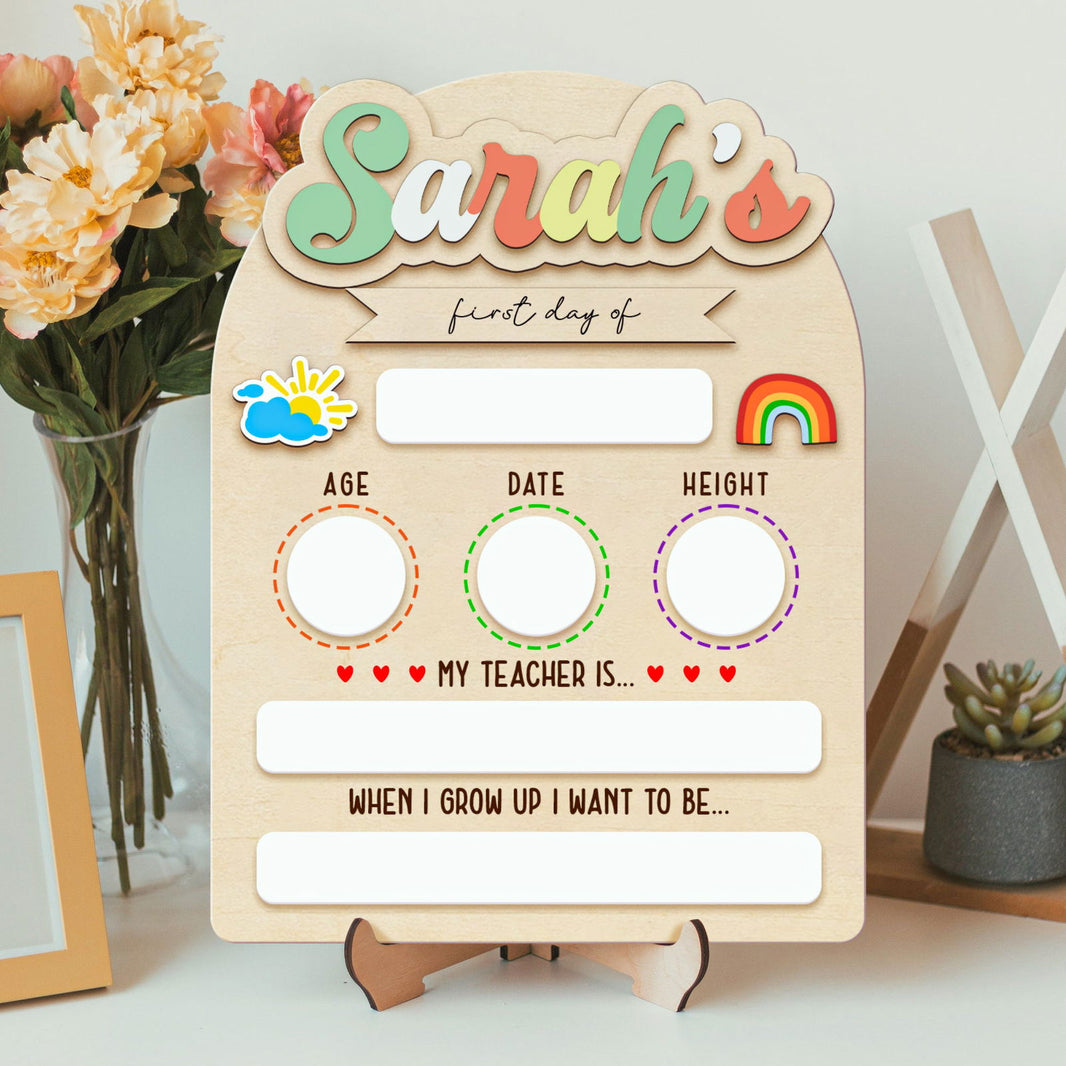 Personalized First Day of School Sign Interchangeable Names ...