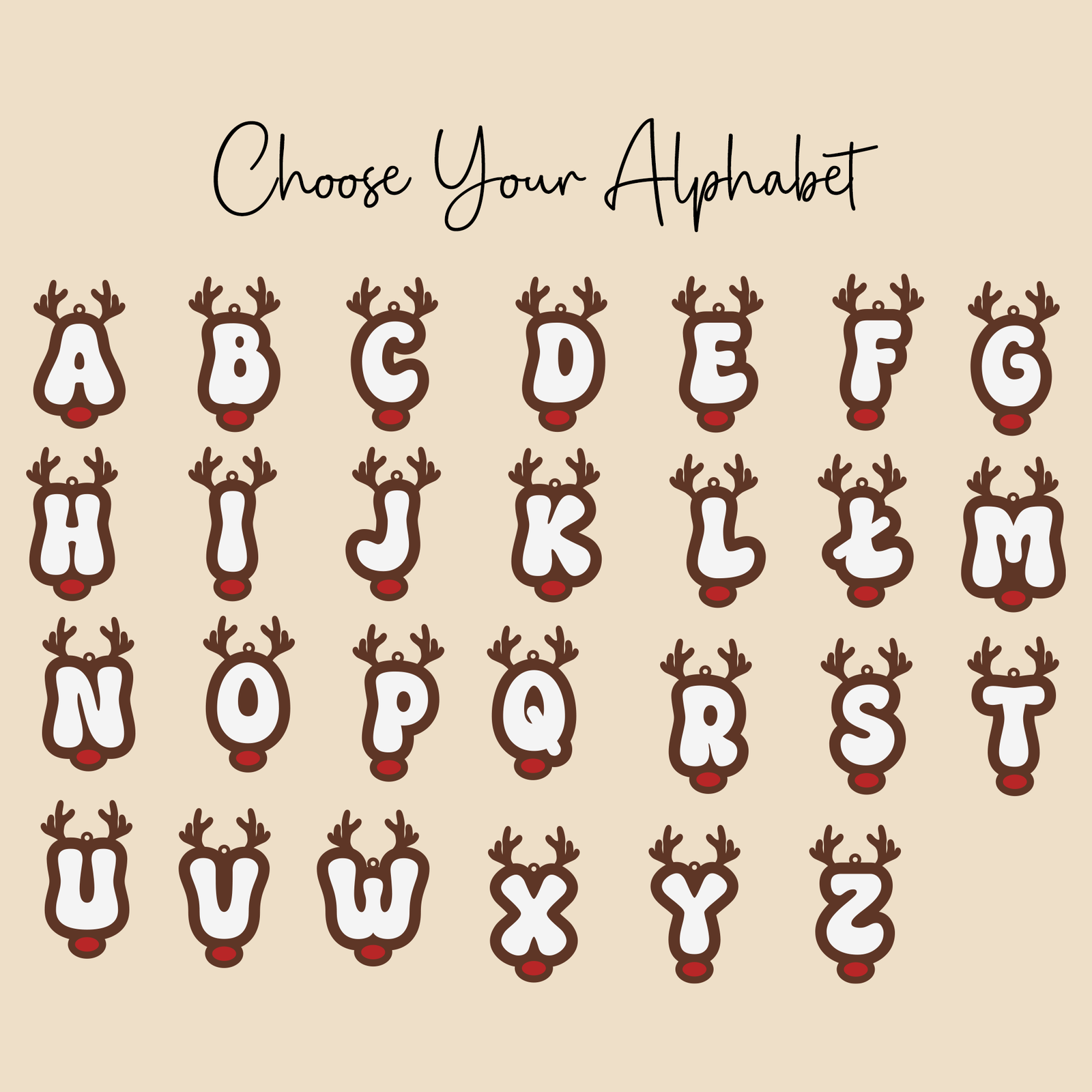 Personalized Reindeer Alphabet Christmas Money Holder, Christmas Reind